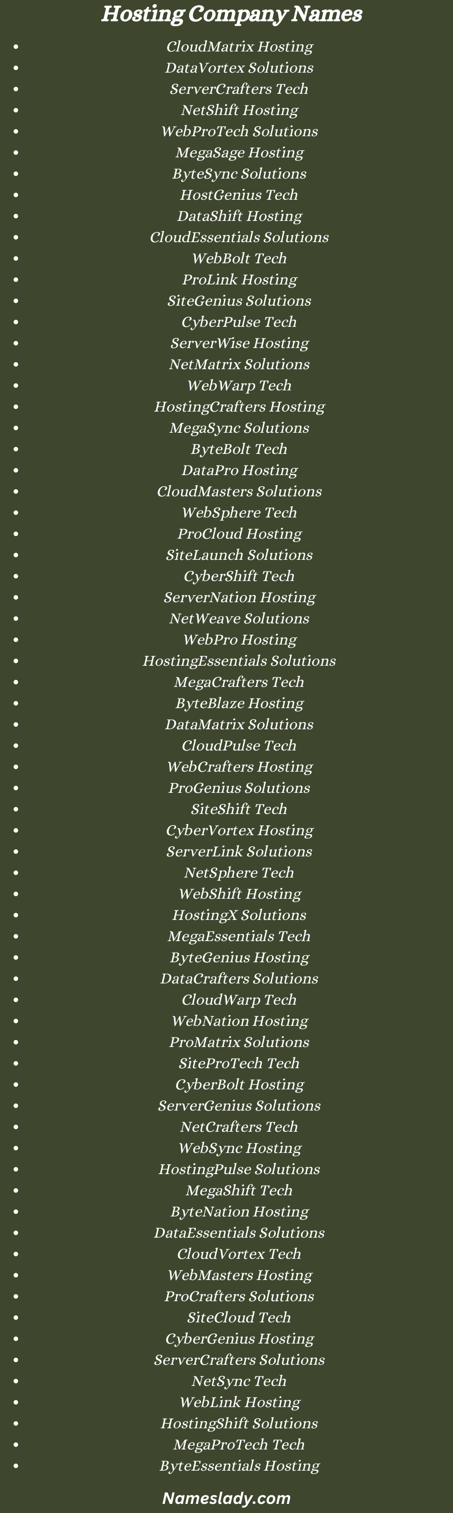 720+ Creative and Catchy Hosting Company Names 720+ Creative and Catchy Hosting Company Names