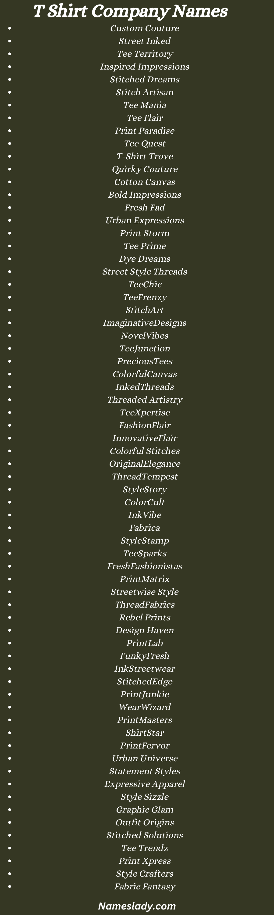 750 Creative T Shirt Company Names Ideas 750-creative-t-shirt-company-names-ideas