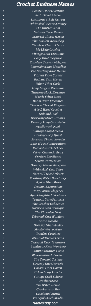 750+ Creative Crochet Business Names Ideas and Suggestions 750+ Creative Crochet Business Names Ideas and Suggestions
